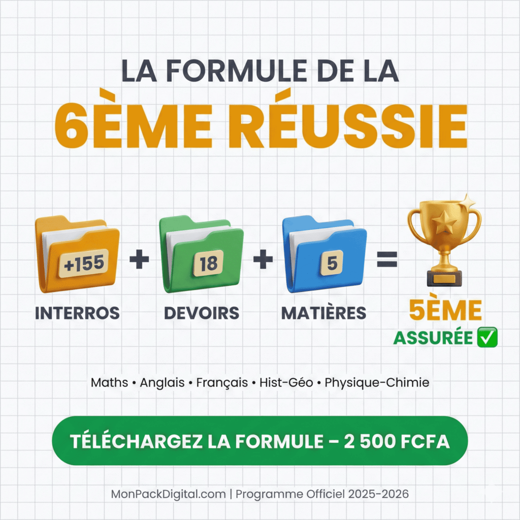Recueil Officiel BEPC 2015-2025 — 88 Sujets Corrigés - monpackdigital